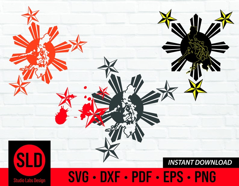 Philippines Filipino Flag Sun Custom Svg, Philippine Flag Svg, Filipina ...