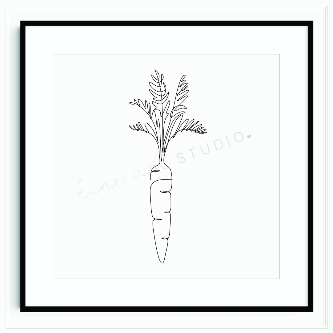 Carrot Line Art Digital Print, Single Line Art, Line Drawing, Line Art ...