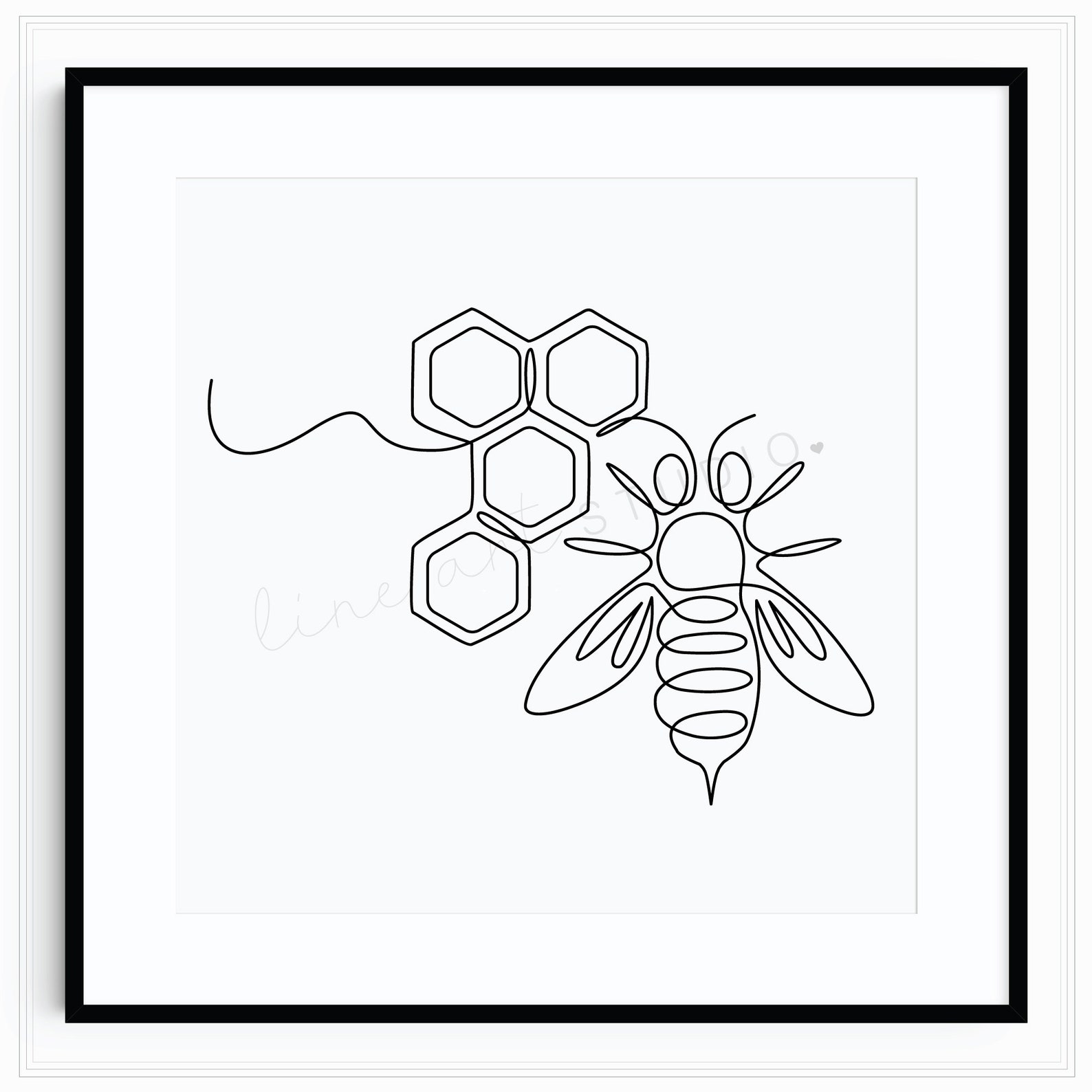 Honeycomb Bee Line Art, Insect Line Art, Bee Wall Art, Single Line Art ...