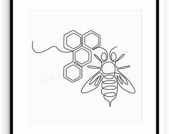 Bee Line Art, Insect Line Art, Bee Wall Art, Single Line Art, Line ...
