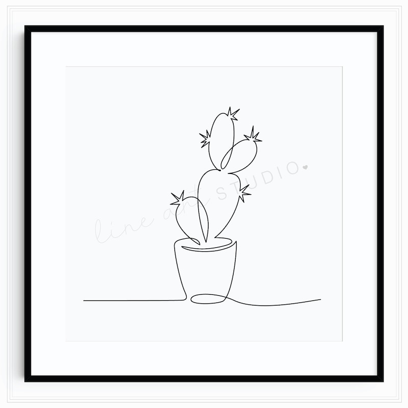 Cactus Line Art - Etsy