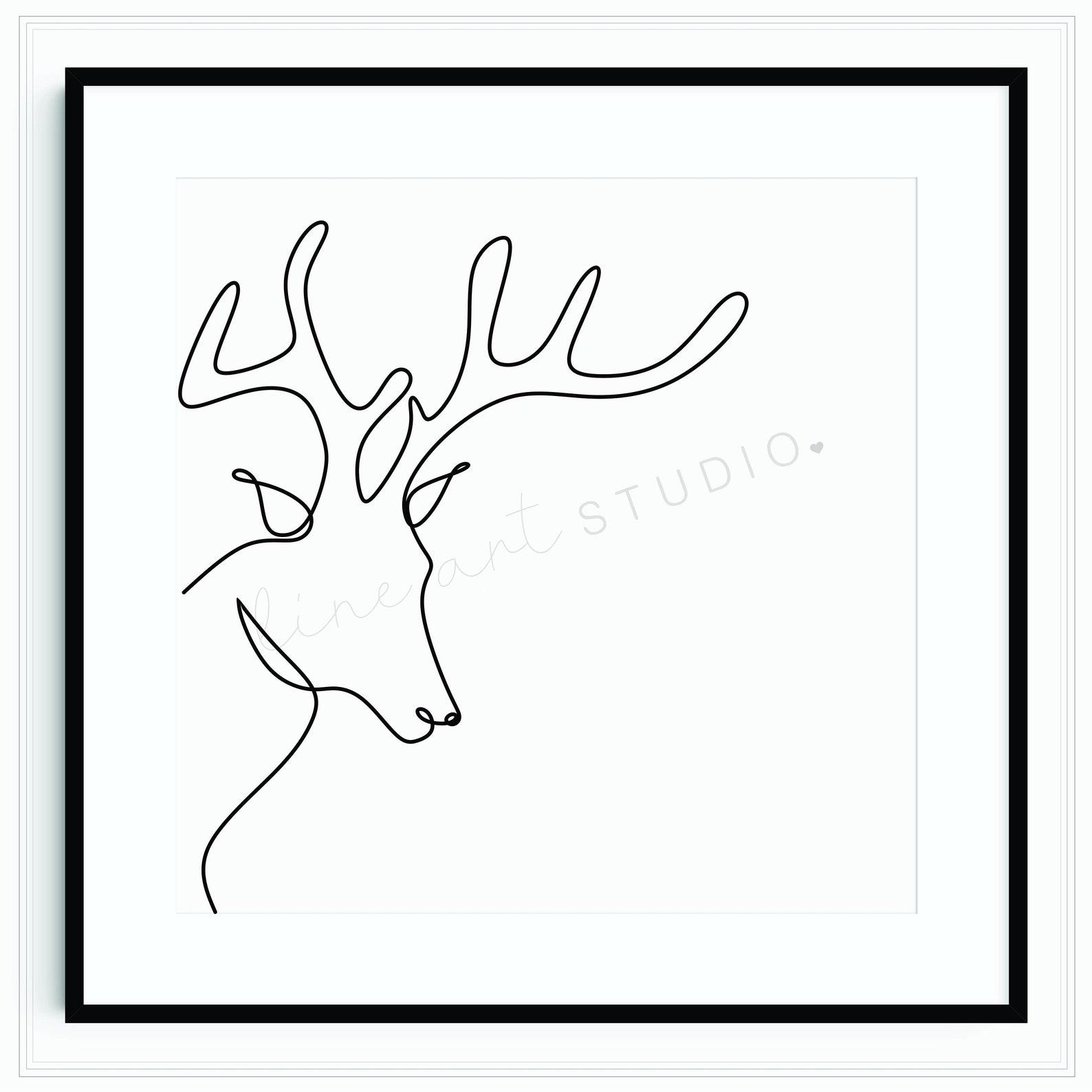 Deer Line Art, Christmas Line Art, Deer Wall Art, Single Line Art, Line ...