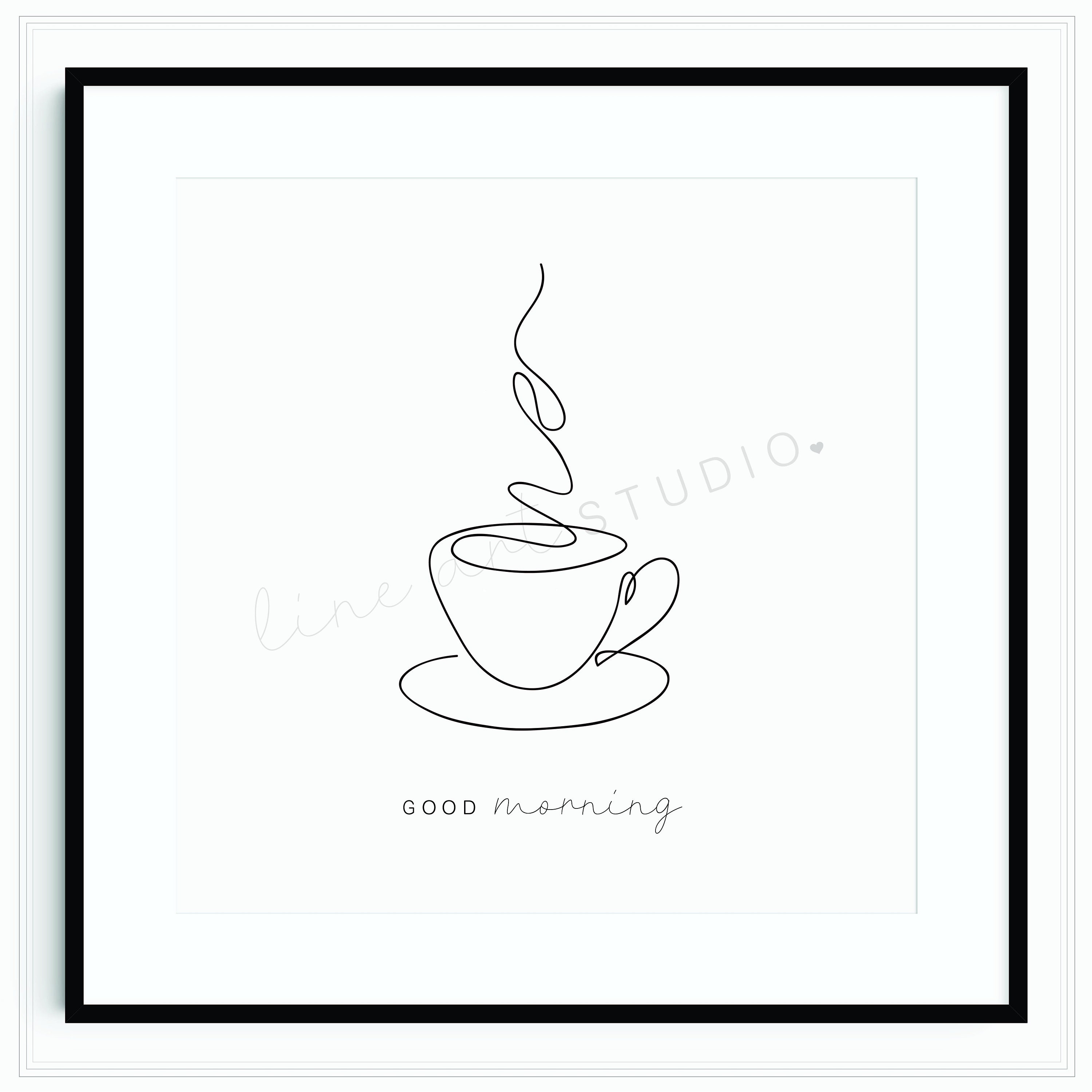 Espresso Coffee Line Art, Digital Print, Single Line Art, Line Drawing ...