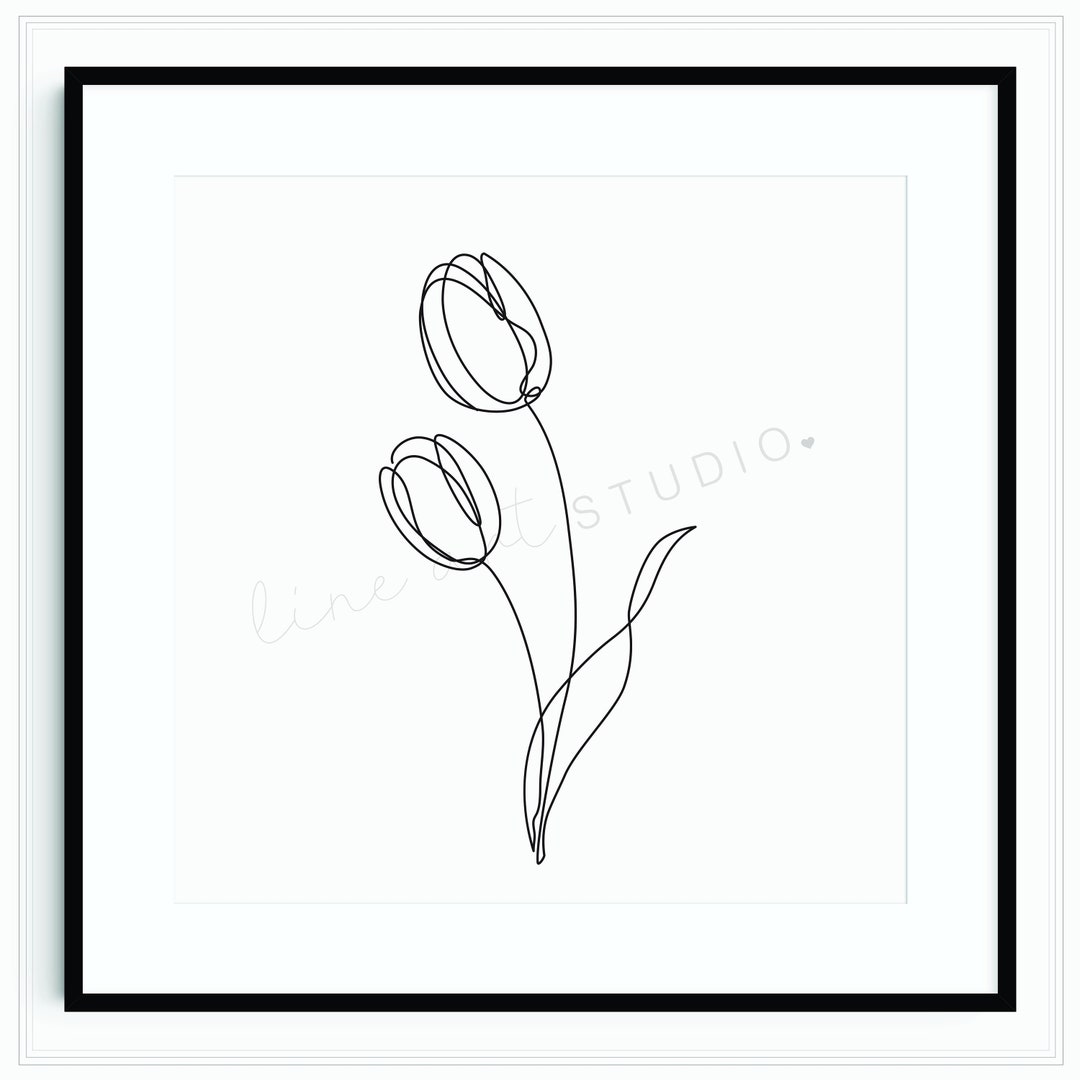 Tulip Line Art Digital Print, Single Line Art, Line Drawing, Line Art ...