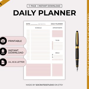 Daily Goal Planner, Daily to Do List Printable, Daily Planner Inserts ...