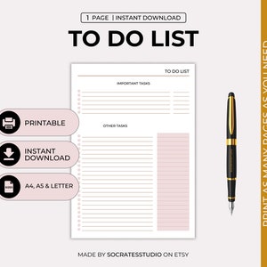 To Do List Printable, Minimalist To-do List, Task List Template ...