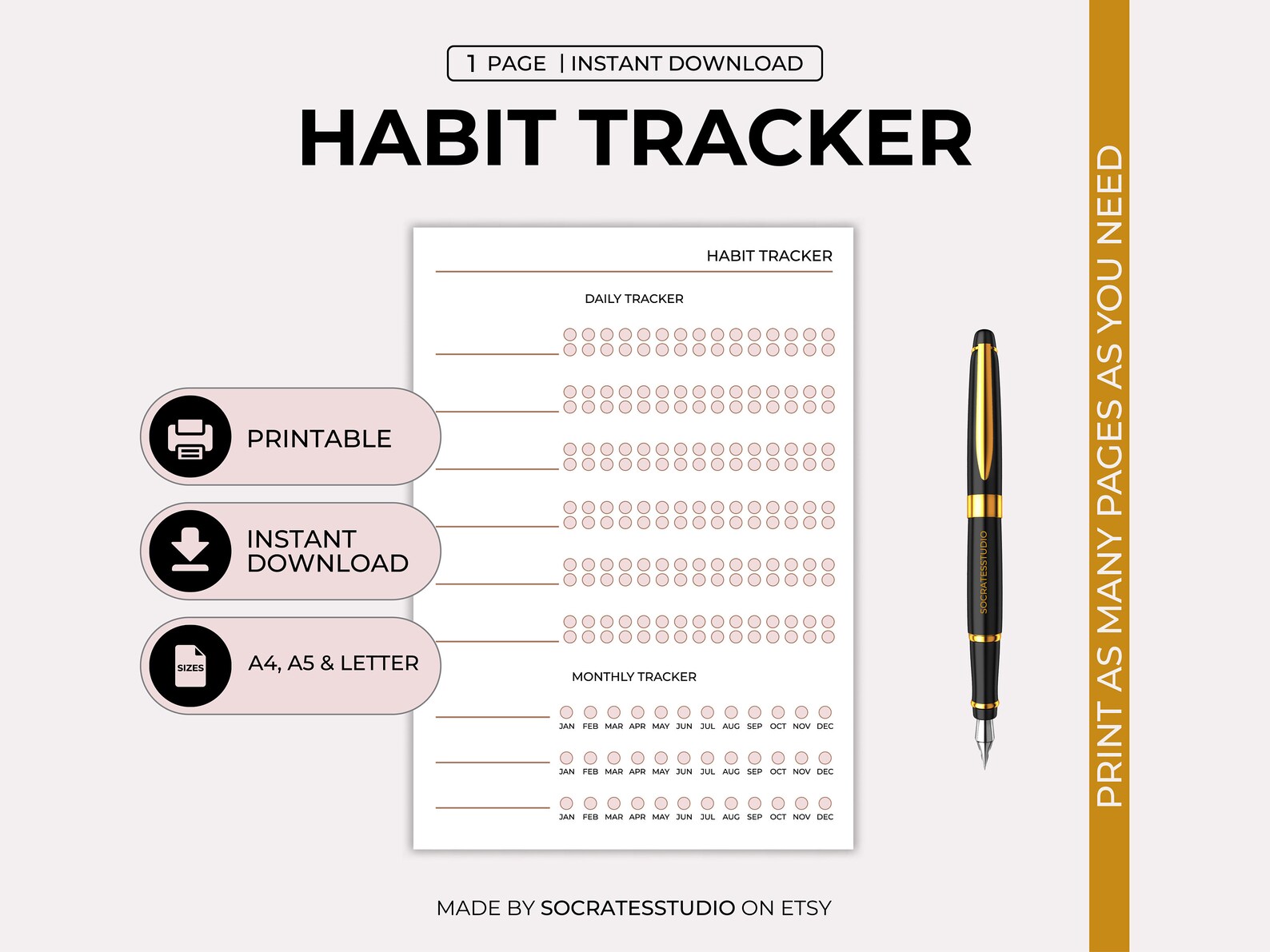Habit Tracker, Daily and Monthly Habit Tracker Printable, Habbit ...