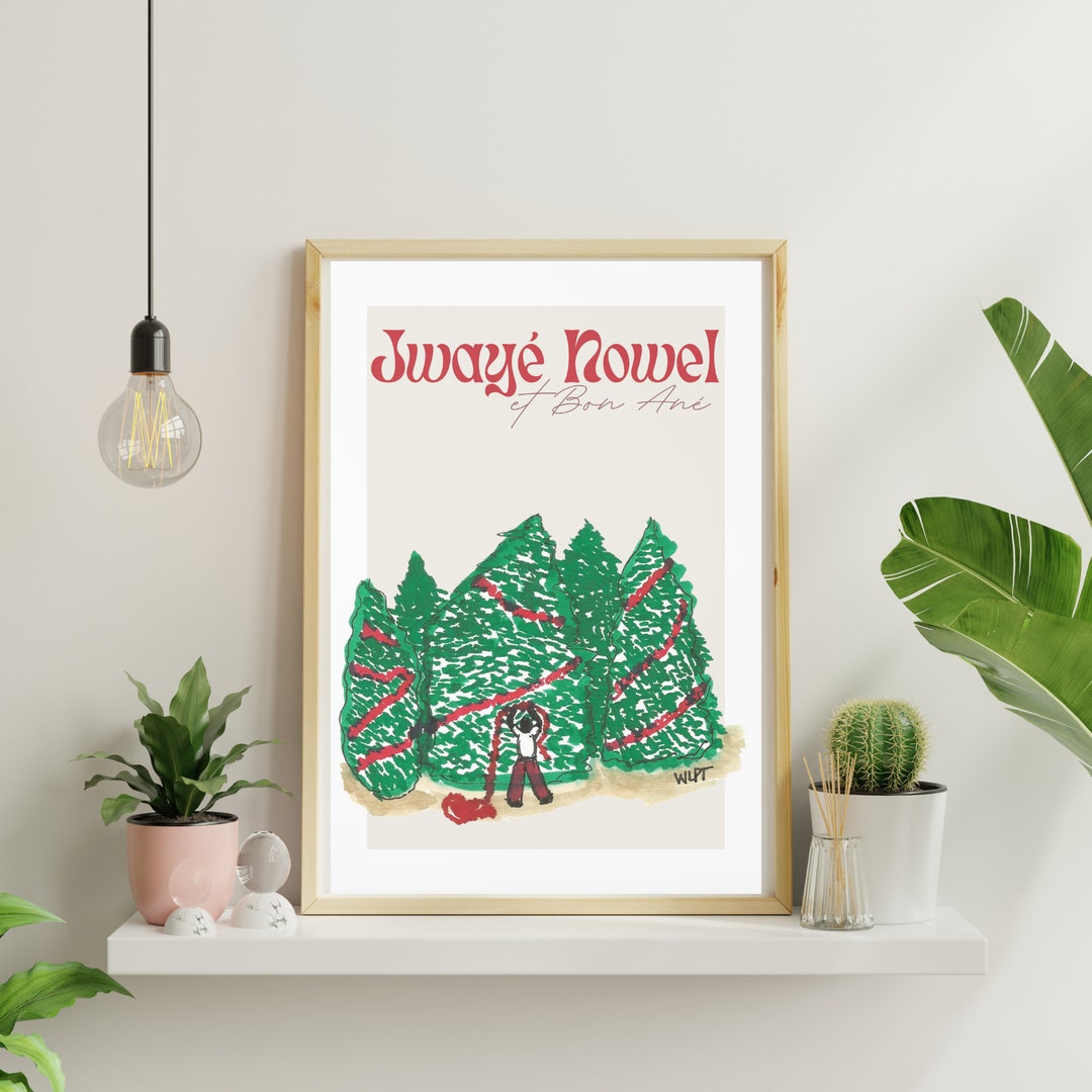 Haitian Christmas Trees Wall Art, Holiday Boho Poster Art in Haitian ...