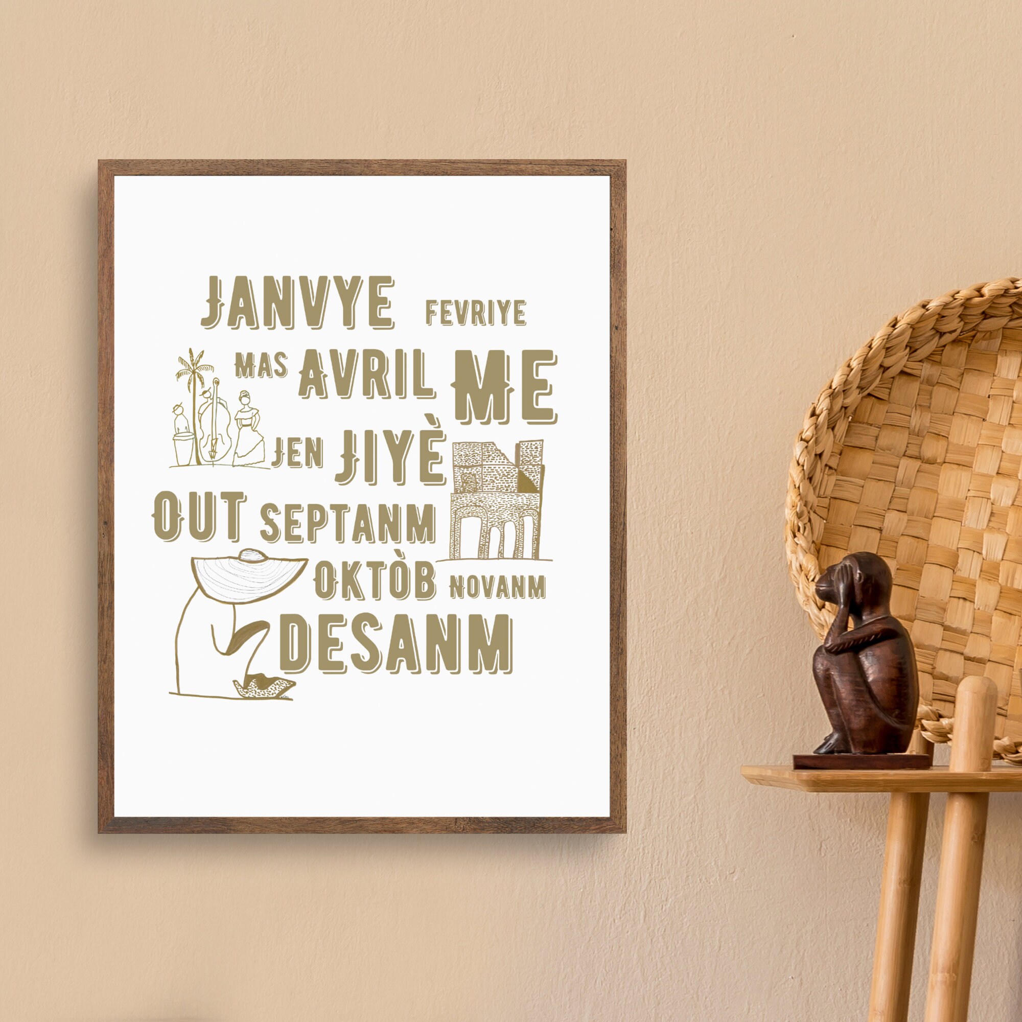 Haitian Creole Months of the Year Print, Caribbean Classroom Decor ...