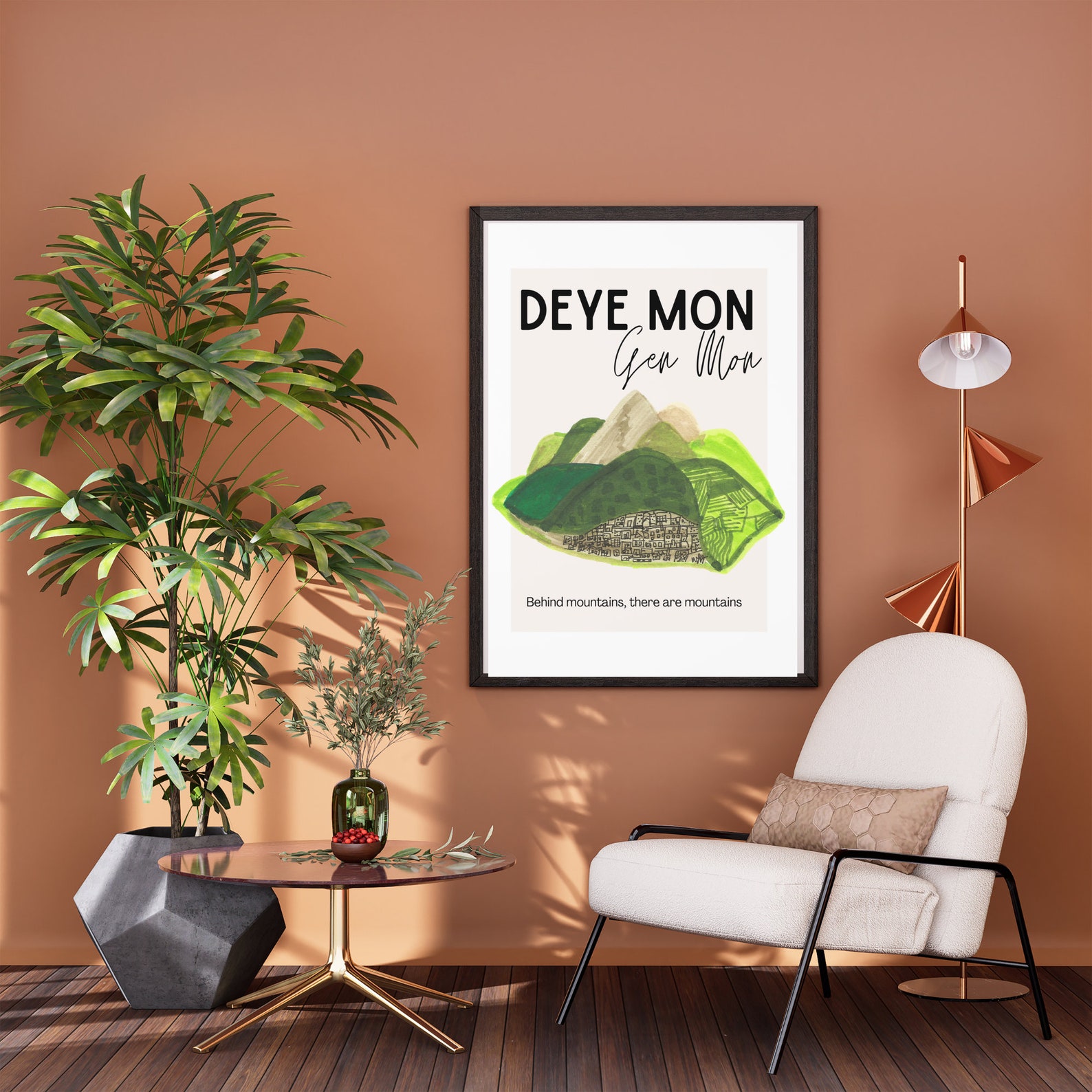 Printable Mountain Countryside Art and Haitian Creole Quotes, Boho Art ...