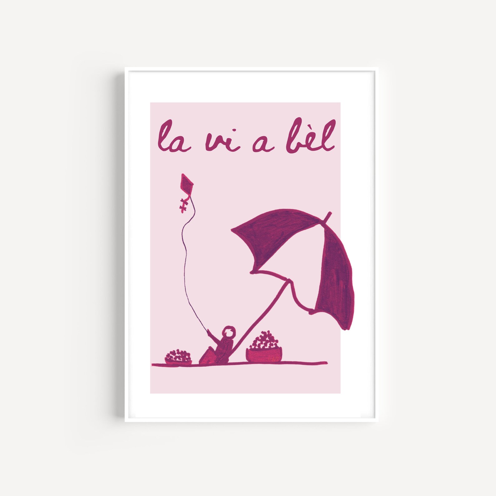 Coastal Art of a Fruit Seller Flying a Kite, Boho Caribbean Wall Art ...
