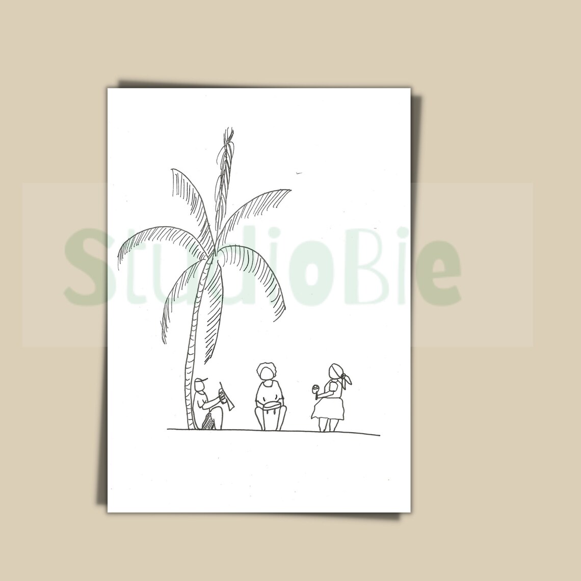 Printable Haitian Greeting Card Hand Drawn Musical Caribbean Art ...