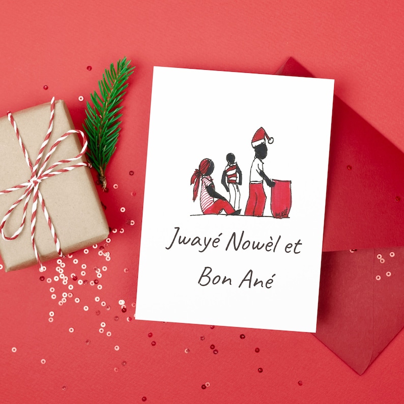Printable Hand Drawn Art Haitian Christmas Card in Haitian Creole for ...