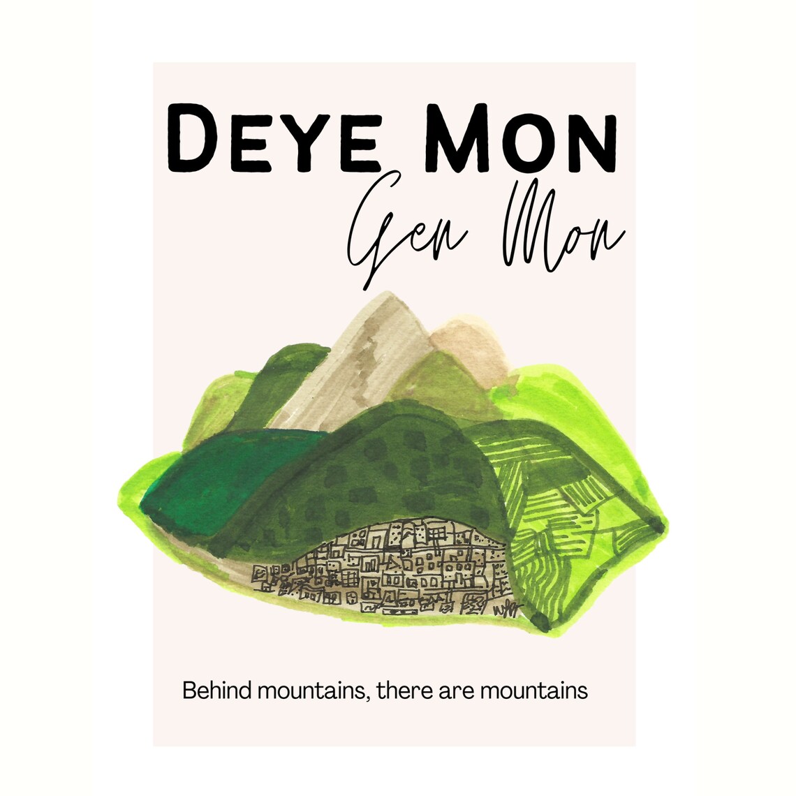 Printable Mountain Countryside Art and Haitian Creole Quotes, Boho Art ...