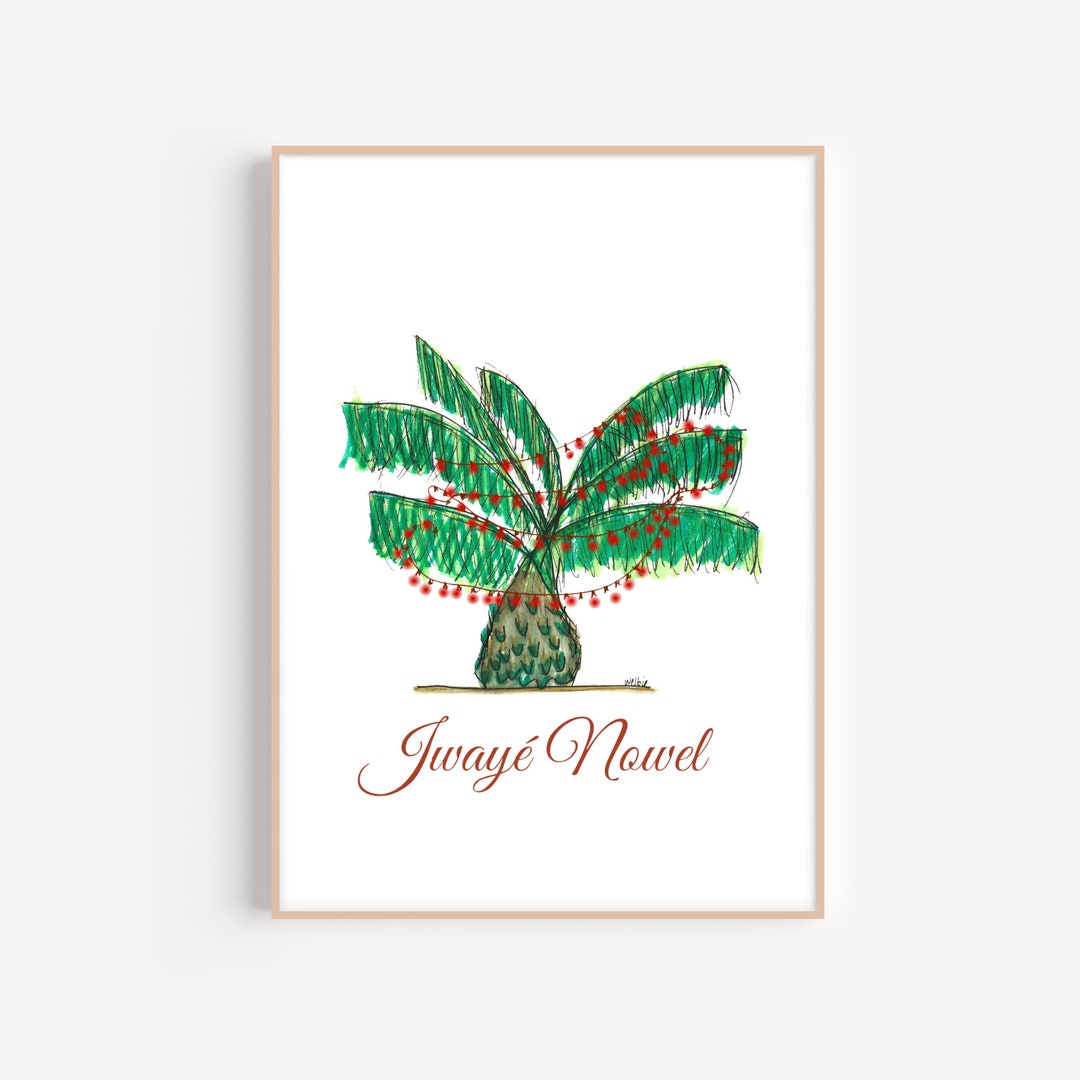Haitian Creole Merry Christmas Tropical Holiday Art Print for Instant ...