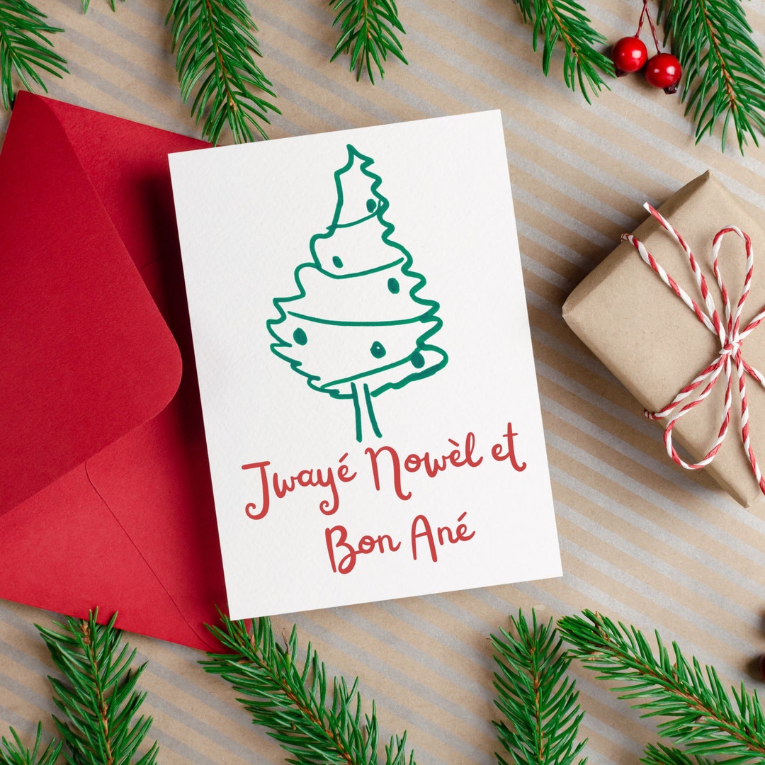 Printable Hand Drawn Art Haitian Christmas Card in Haitian Creole ...