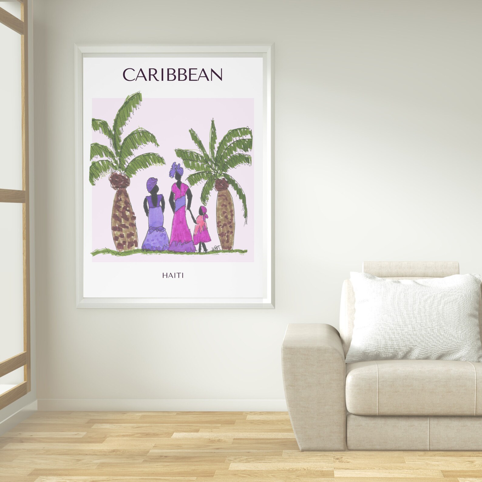 Printable Caribbean Travel Poster, Haiti Art Illustration, Afrohemian ...