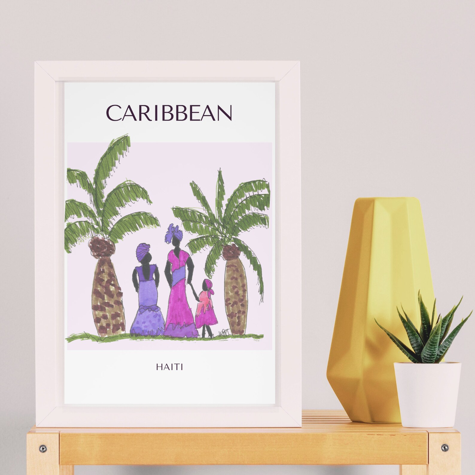 Printable Caribbean Travel Poster, Haiti Art Illustration, Afrohemian ...