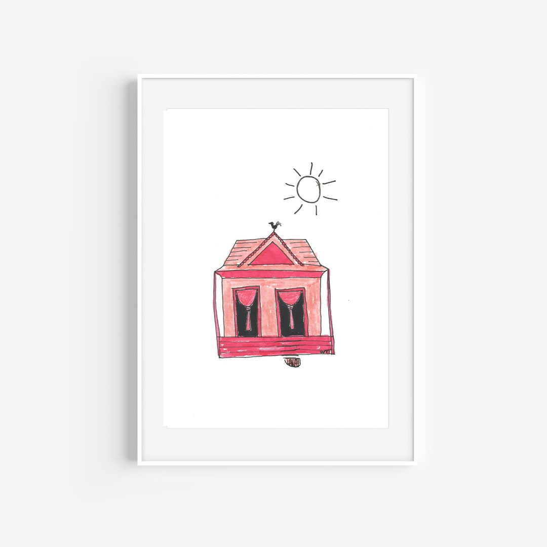 Pink Haitian House Print, Caribbean Tropical Wall Art (digital Download ...