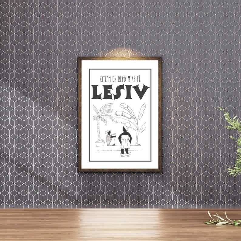 Printable Haitian Creole Laundry Room Sign From Haiti, Calm Caribbean ...