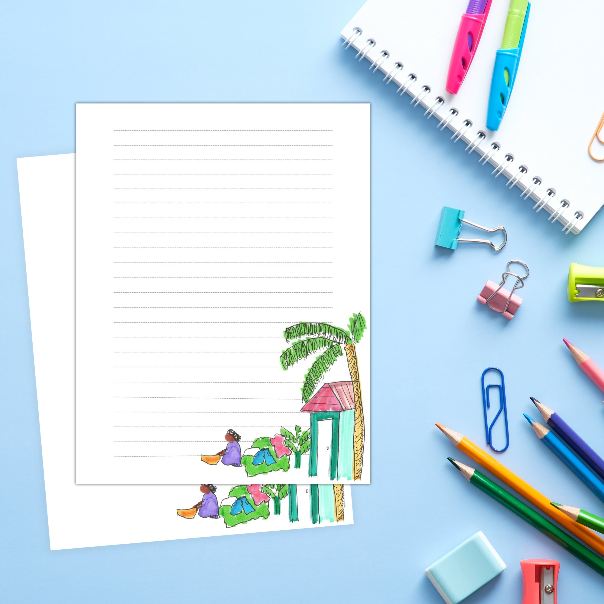 Lined and Unlined Caribbean Stationery, Letter Writing Paper, A4 ...