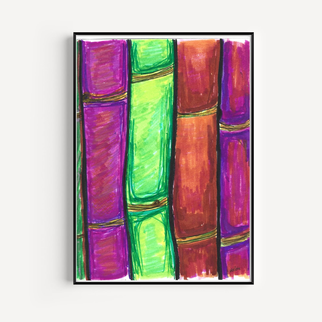 Printable Hand-drawn Colorful Wall Art of Sugar Cane Wall Art by ...