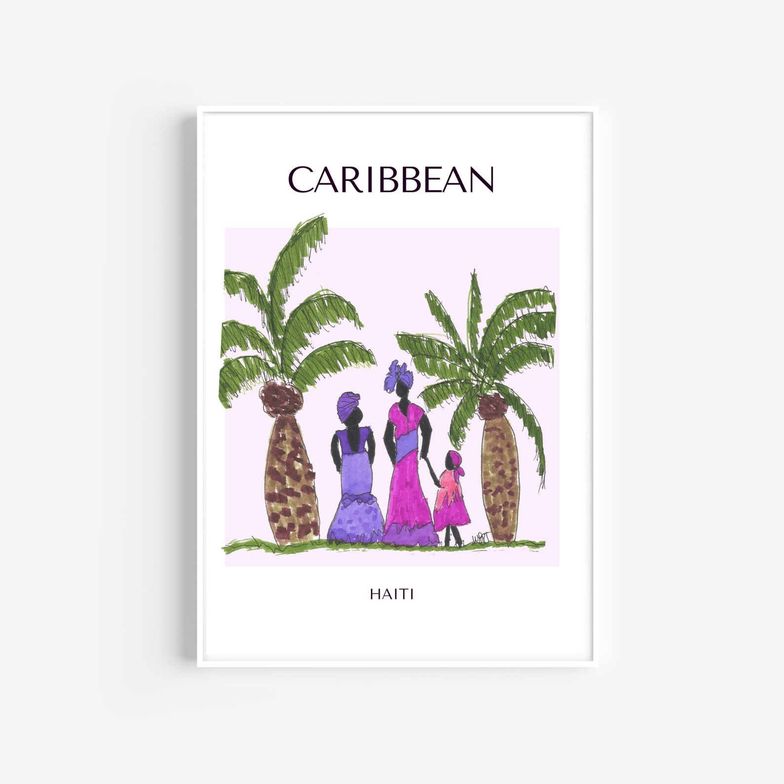 Printable Caribbean Travel Poster, Haiti Art Illustration, Afrohemian ...