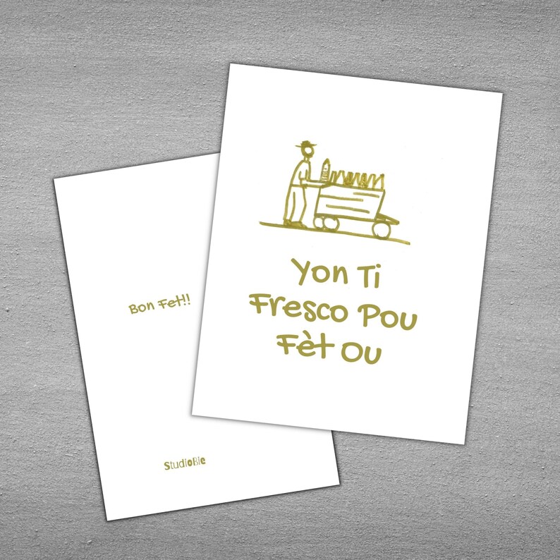 Printable Multilingual Hand Drawn Haitian Summer Art Birthday Card of ...