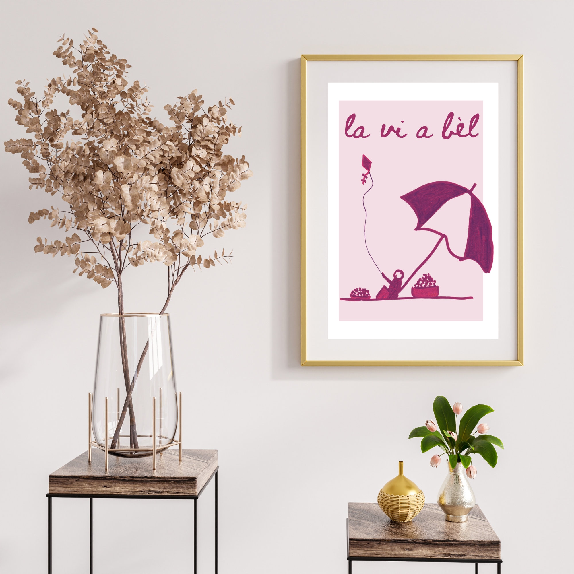 Coastal Art of a Fruit Seller Flying a Kite, Boho Caribbean Wall Art ...