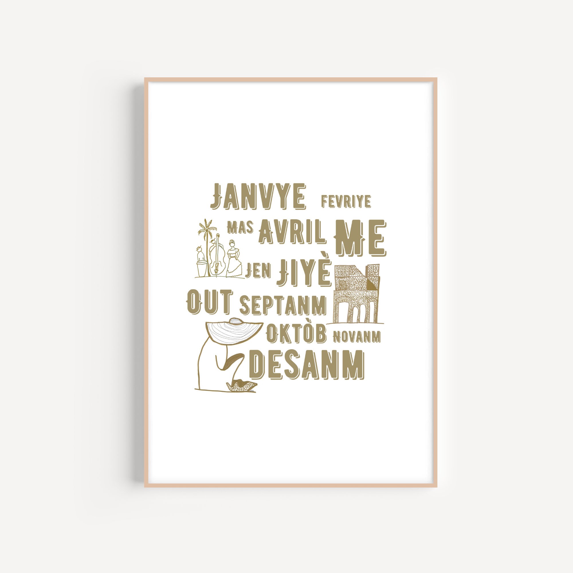 Haitian Creole Months of the Year Sign, Calm Caribbean Classroom Poster ...