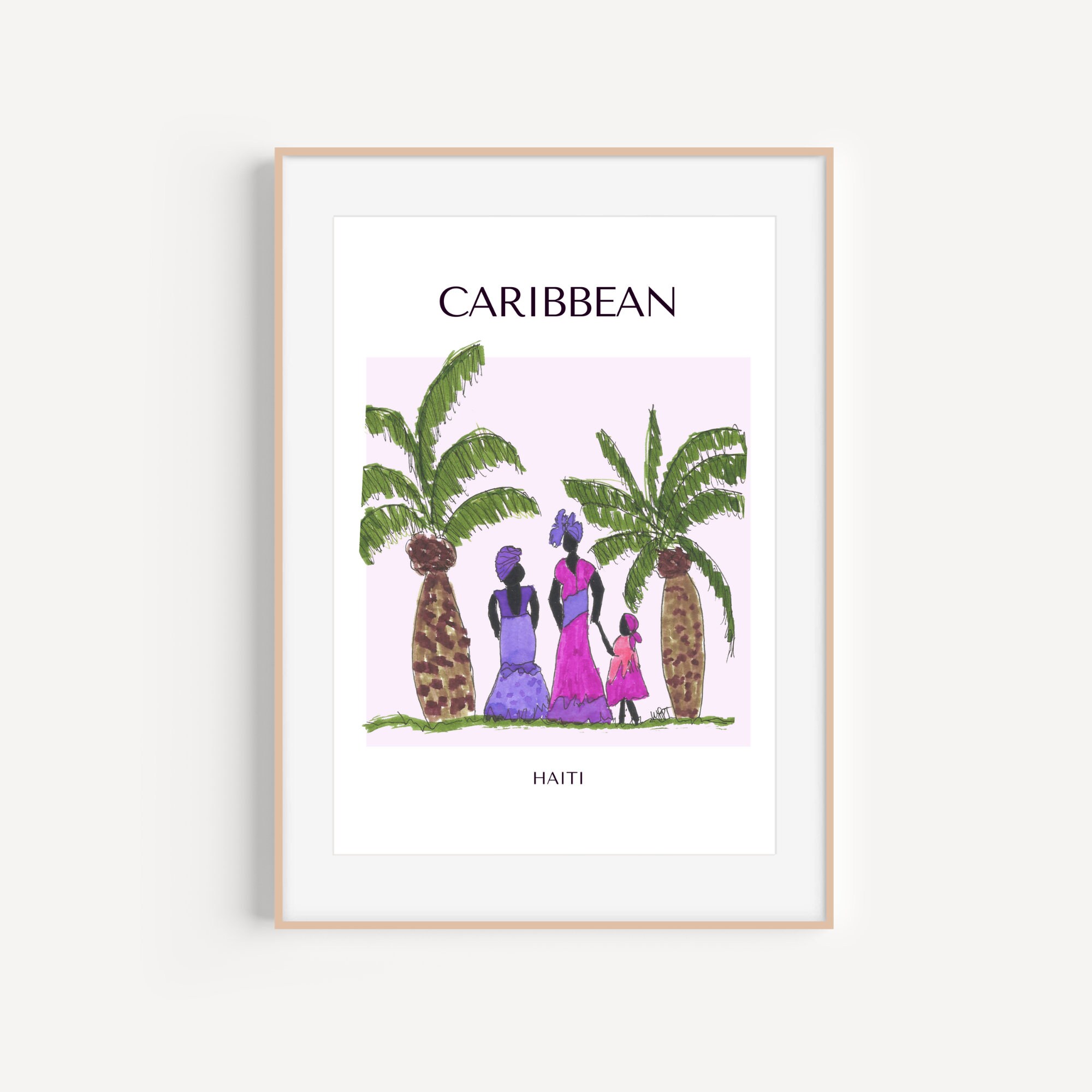 Printable Caribbean Travel Poster, Haiti Art Illustration, Afrohemian ...