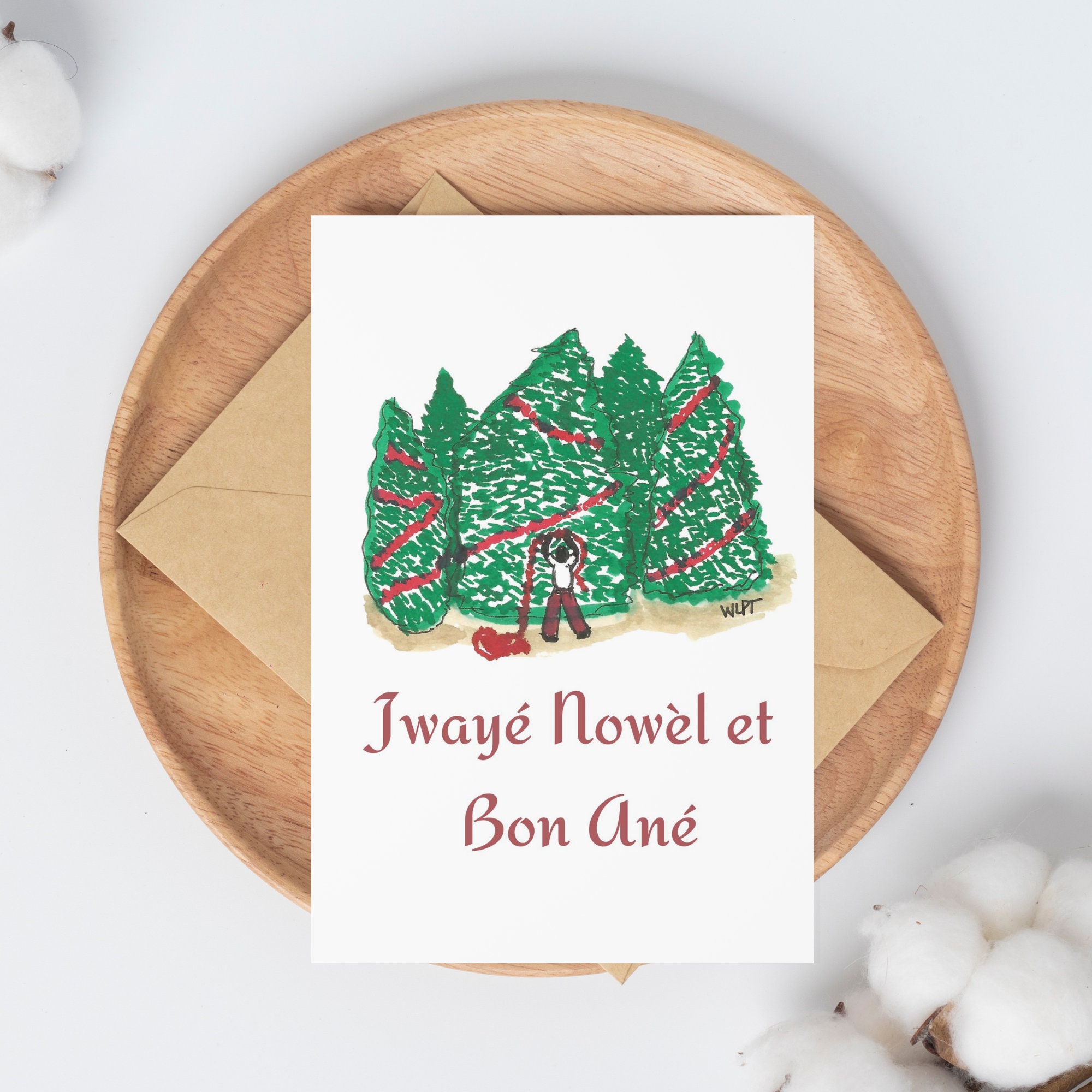 Haitian Holiday Card, Printable Hand Drawn Christmas Art in Haitian ...