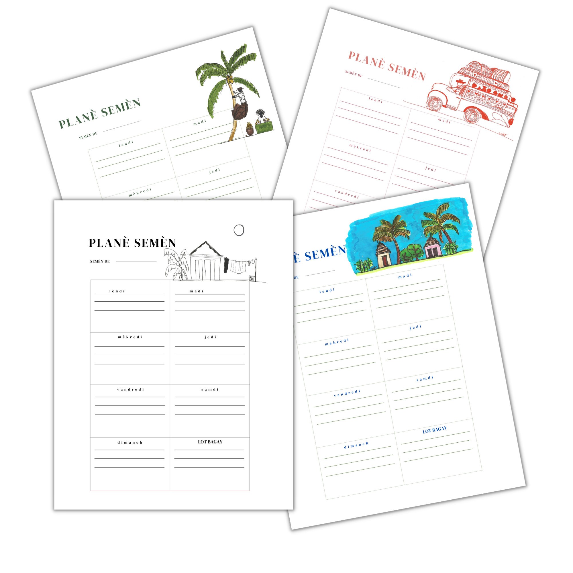 Printable Weekly Planner in Haitian Creole, Agenda Semaine En Kreyol ...