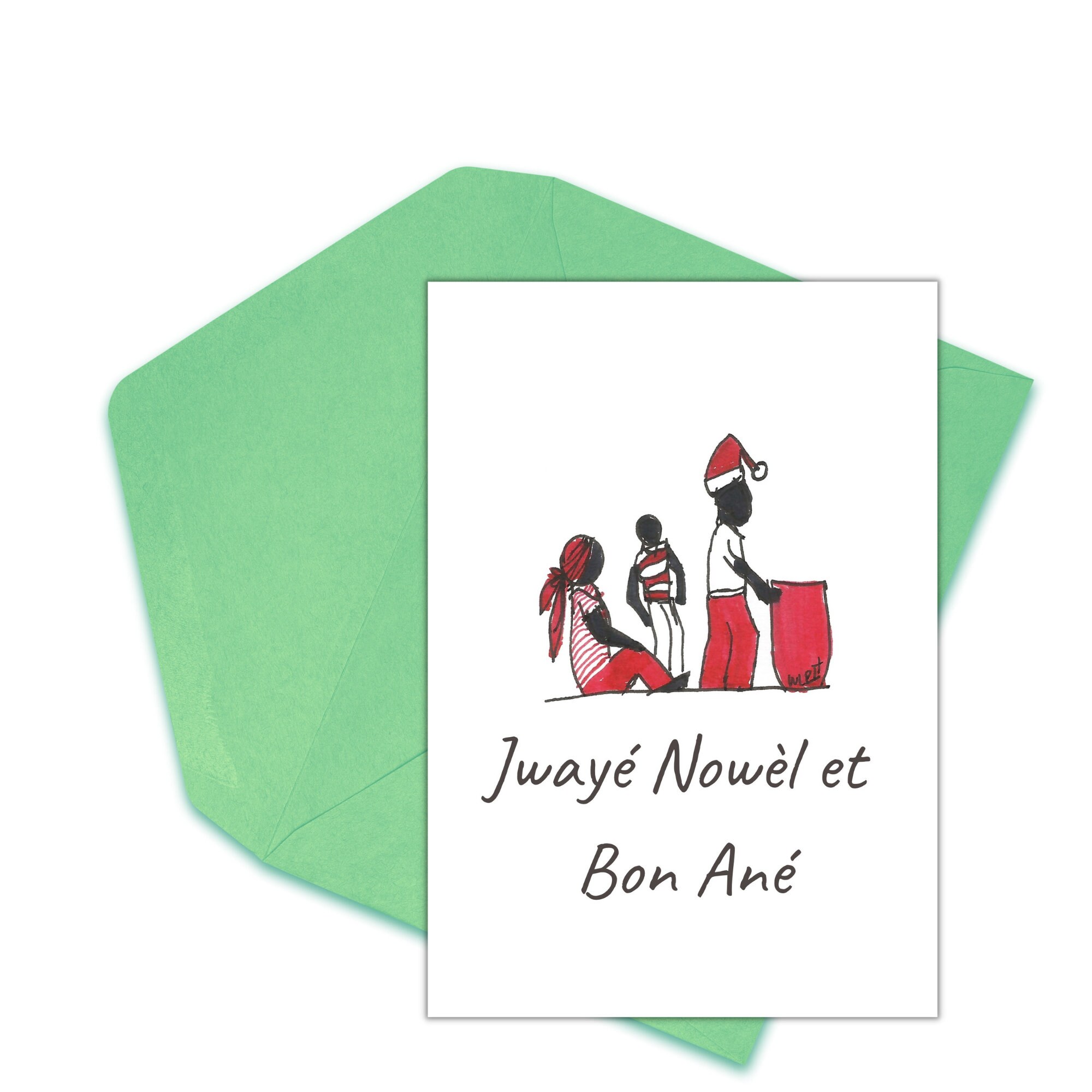 Printable Hand Drawn Art Haitian Christmas Card in Haitian Creole for ...