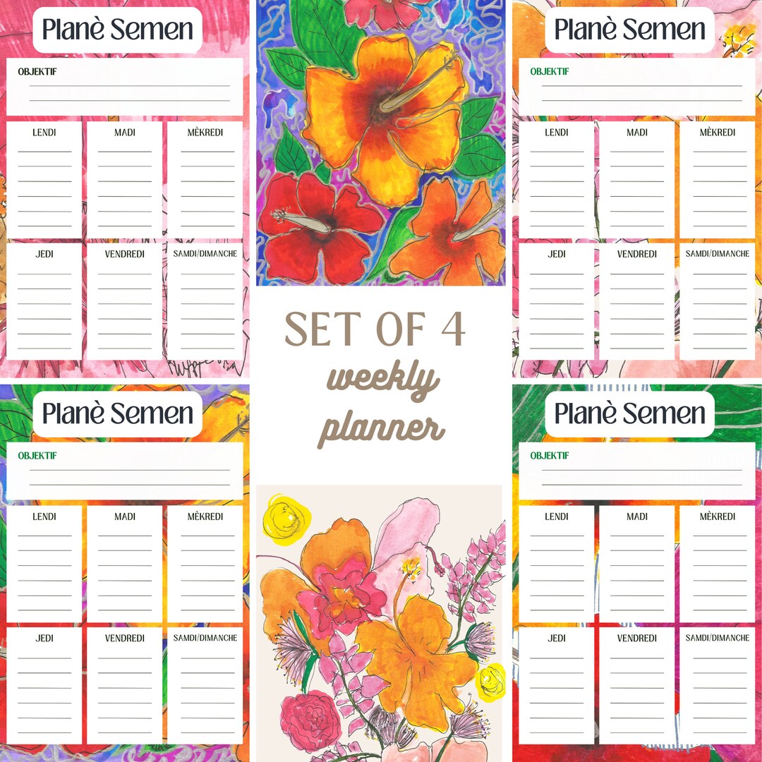 Printable Weekly Planner in Haitian Creole, Planè Semen En Kreyol ...