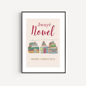 Haitian Christmas Wall Art, Fanal Haitien Boho Poster, Bilingual Jwayé ...