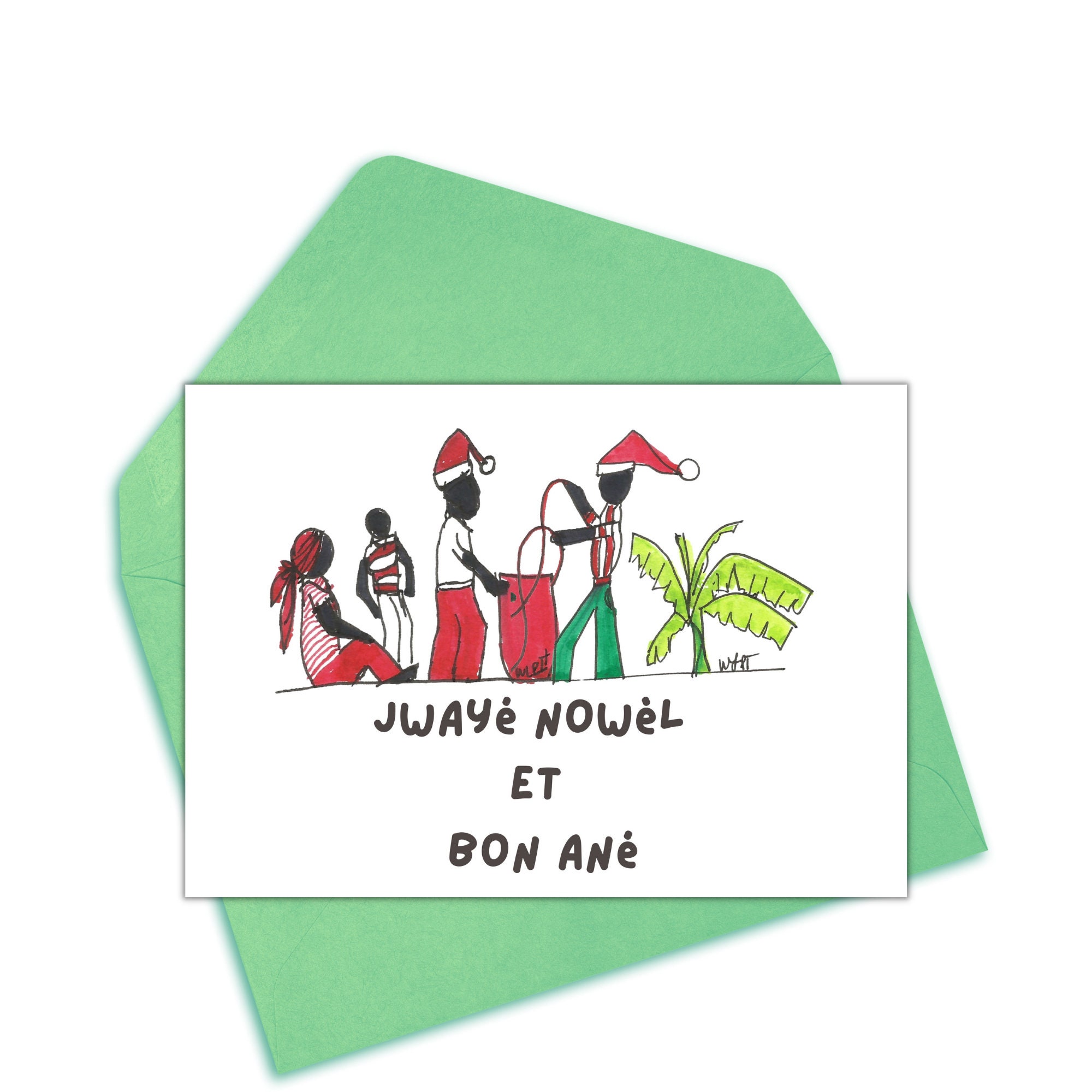Printable Hand Drawn Art Christmas Card in Haitian Creole From Haiti ...