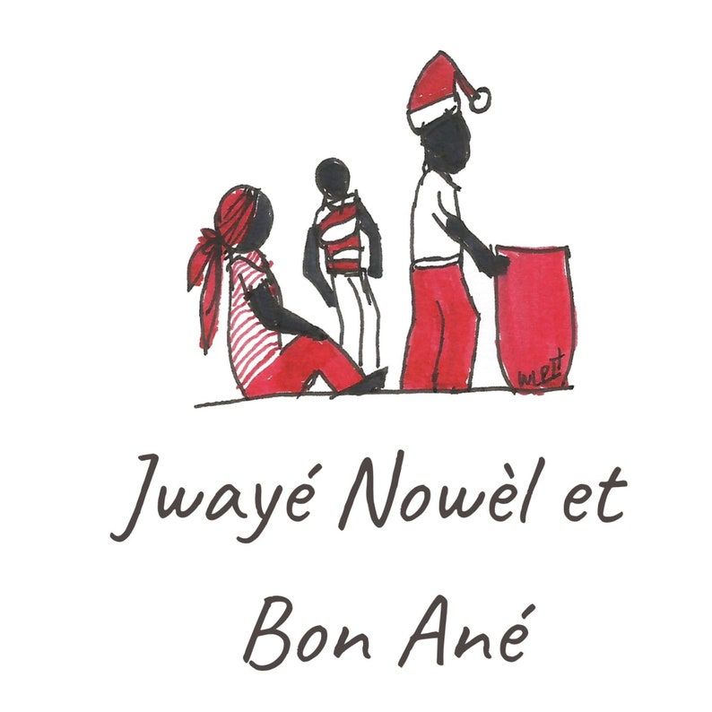 Printable Hand Drawn Art Haitian Christmas Card in Haitian Creole for ...
