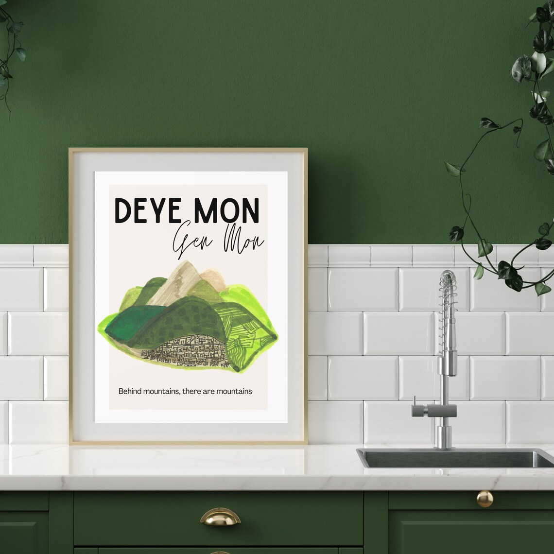 Printable Mountain Countryside Art and Haitian Creole Quotes, Boho Art ...
