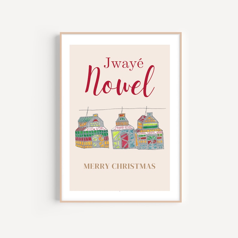 Haitian Christmas Wall Art, Fanal Haitien Boho Poster, Bilingual Jwayé ...