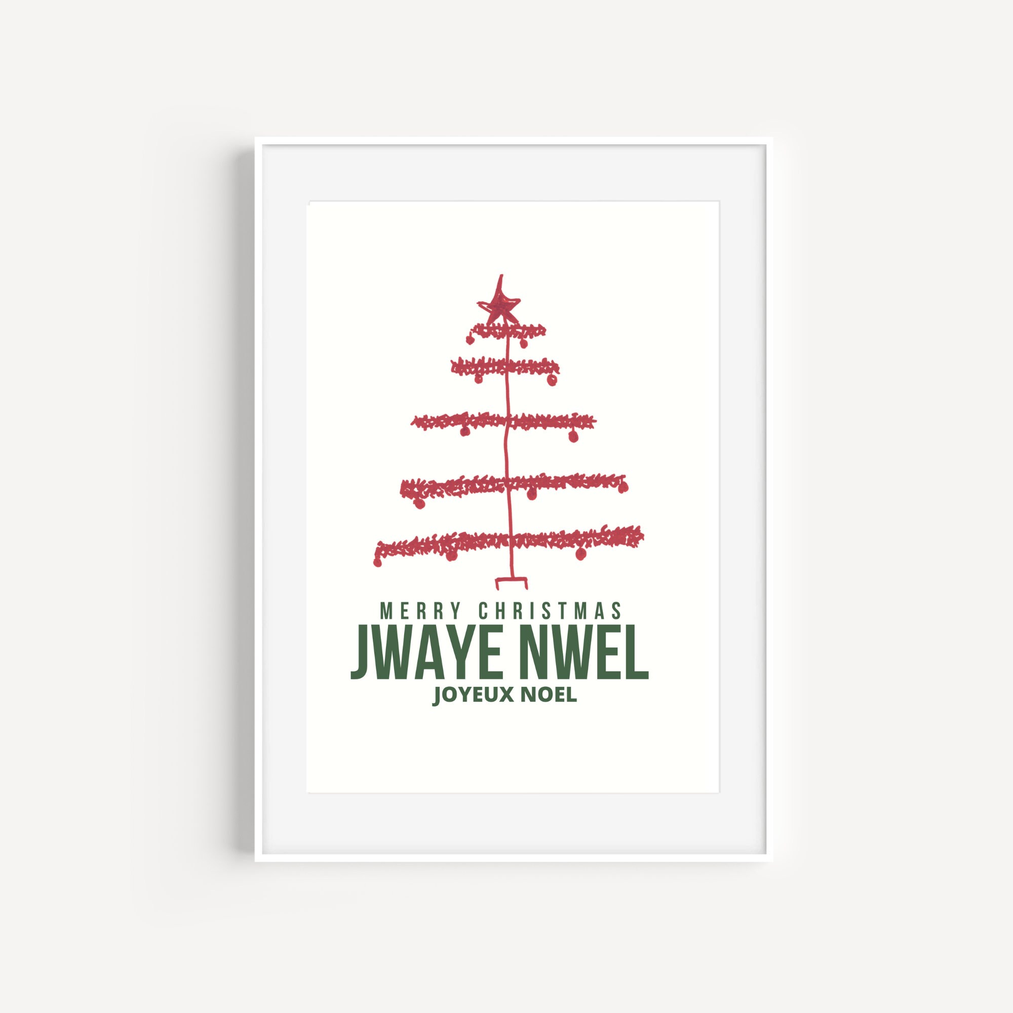 Minimalist Boho Trilingual Christmas Wall Art, Haitian Creole, French ...