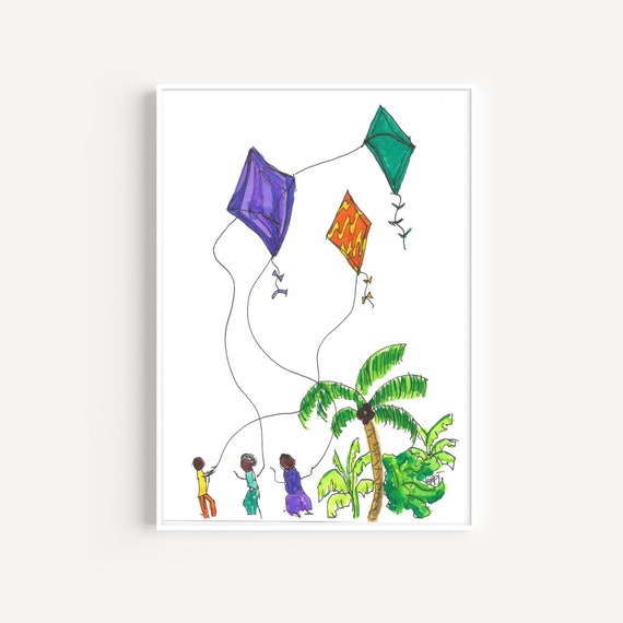 Printable Coastal Art Print Drawing of Afro Caribbean - Etsy