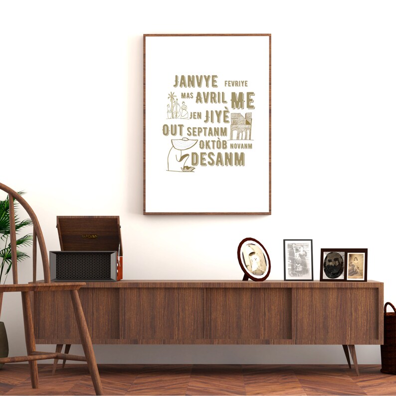 Haitian Creole Months of the Year Sign, Calm Caribbean Classroom Poster ...