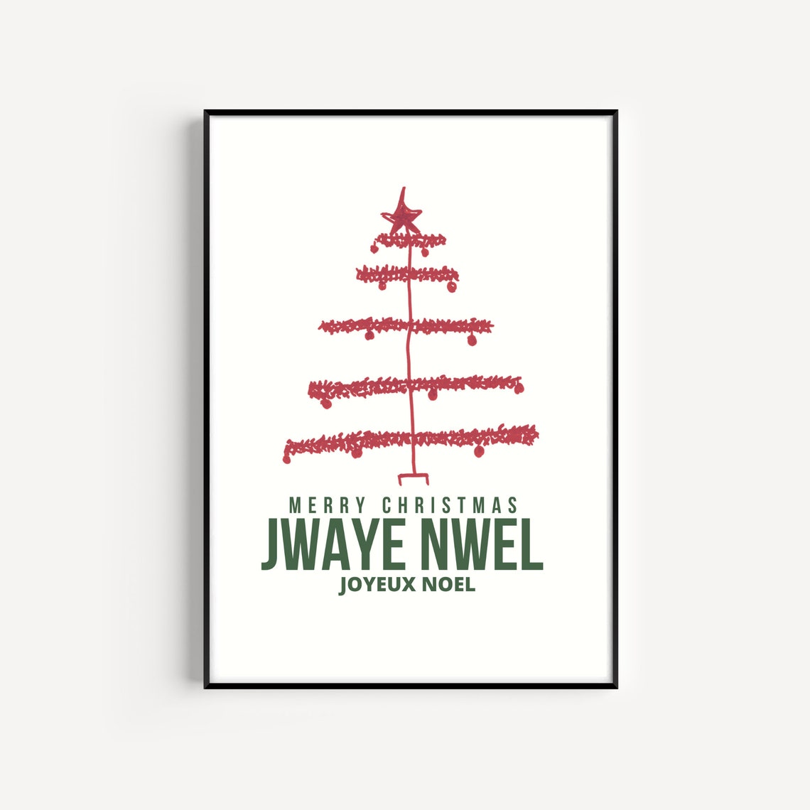 Minimalist Boho Trilingual Christmas Wall Art, Haitian Creole, French ...