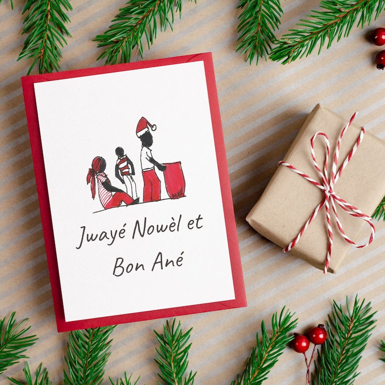 Printable Hand Drawn Art Haitian Christmas Card in Haitian Creole for ...