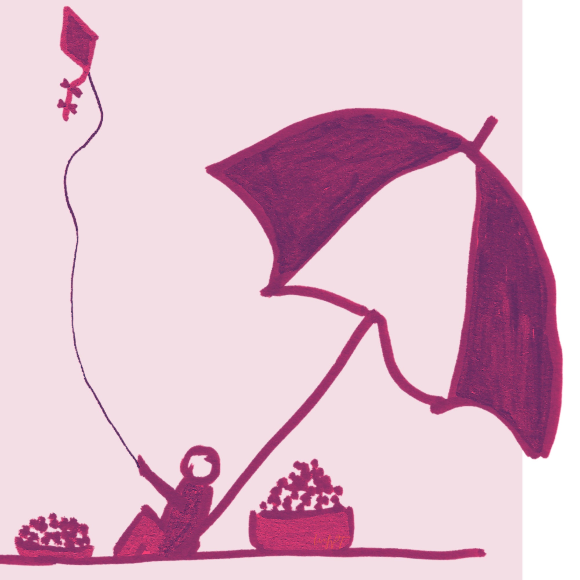 Coastal Art of a Fruit Seller Flying a Kite, Boho Caribbean Wall Art ...