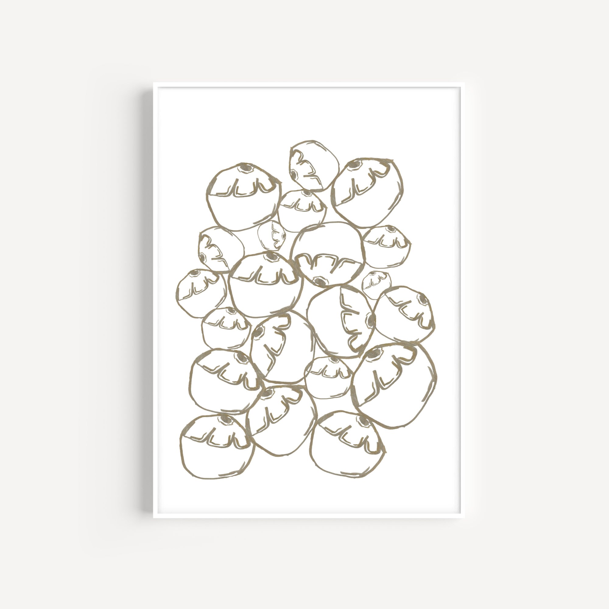 Pile of Coconuts Bronze Ink Wall Art, Muted Tropical Art Prints - Etsy