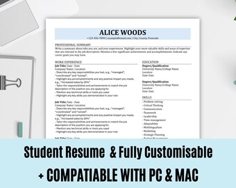 Student Resume Template CV Template, Minimalist, Simple, Apple Pages ...