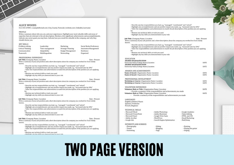 Simple ATS Resume Template, CV Template Minimalist, Apple Pages, Word ...