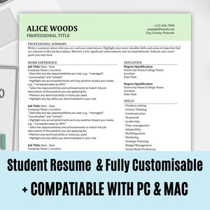 Student Resume Template CV Template, Minimalist, Simple, Apple Pages ...
